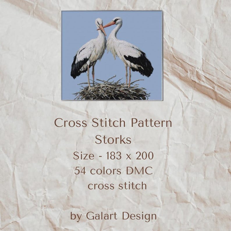 Storks in the Nest Cross Stitch Pattern, Cross Stitch Design Storks ...