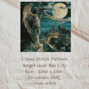 Cross Stitch Pattern Angel Over the City, Angel Cross Stitch Design, X ...