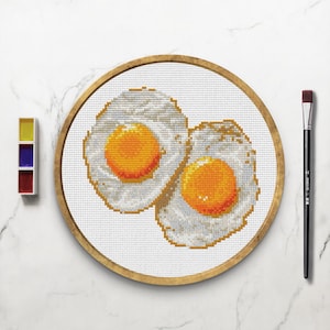 Cross Stitch Pattern Two Fried Eggs, Food Cross Stitch Chart, X Stitch ...