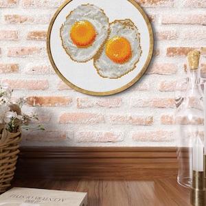 Cross Stitch Pattern Two Fried Eggs, Food Cross Stitch Chart, X Stitch ...