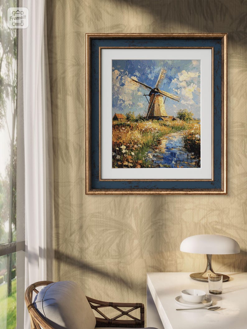 Counted Cross Stitch Pattern Old Mill, Sunny Summer Mill Design ...