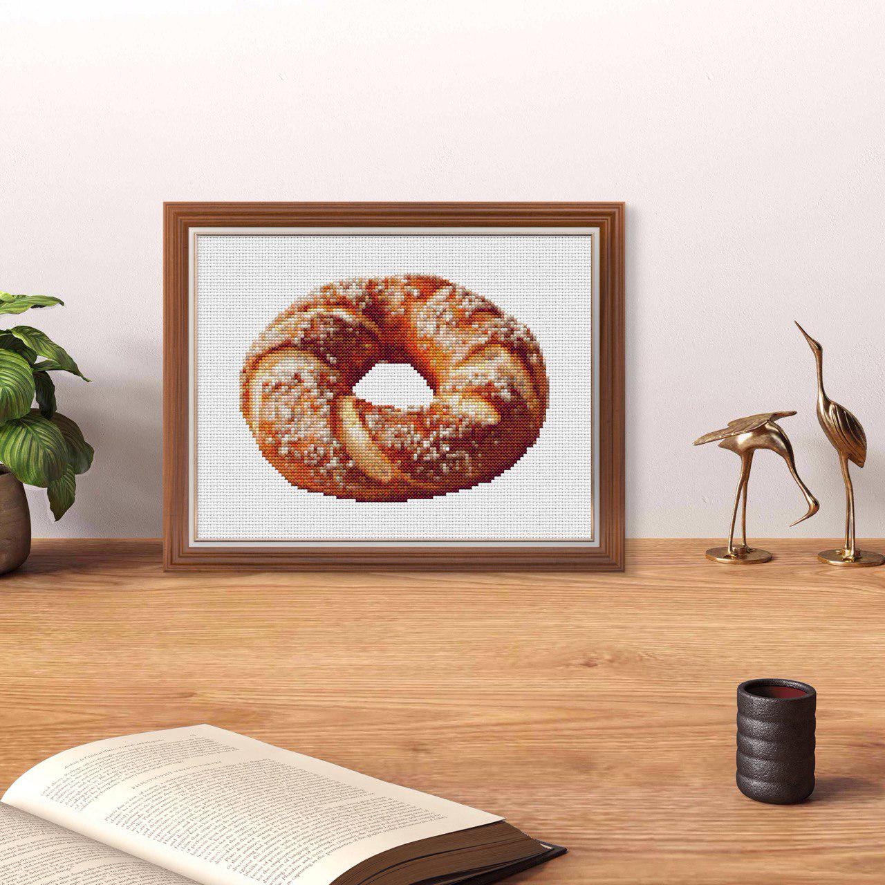 Small Cross Stitch Pattern Bagel, Food Cross Stitch Chart, X Stitch ...