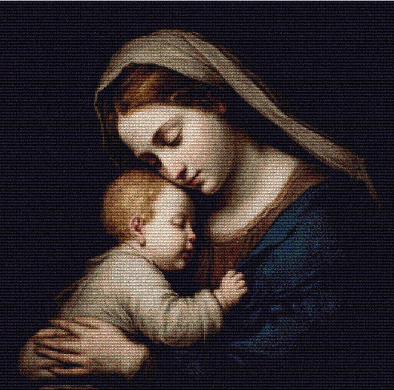 Madonna and Child Cross Stitch Pattern, Religious Embroidery Chart ...