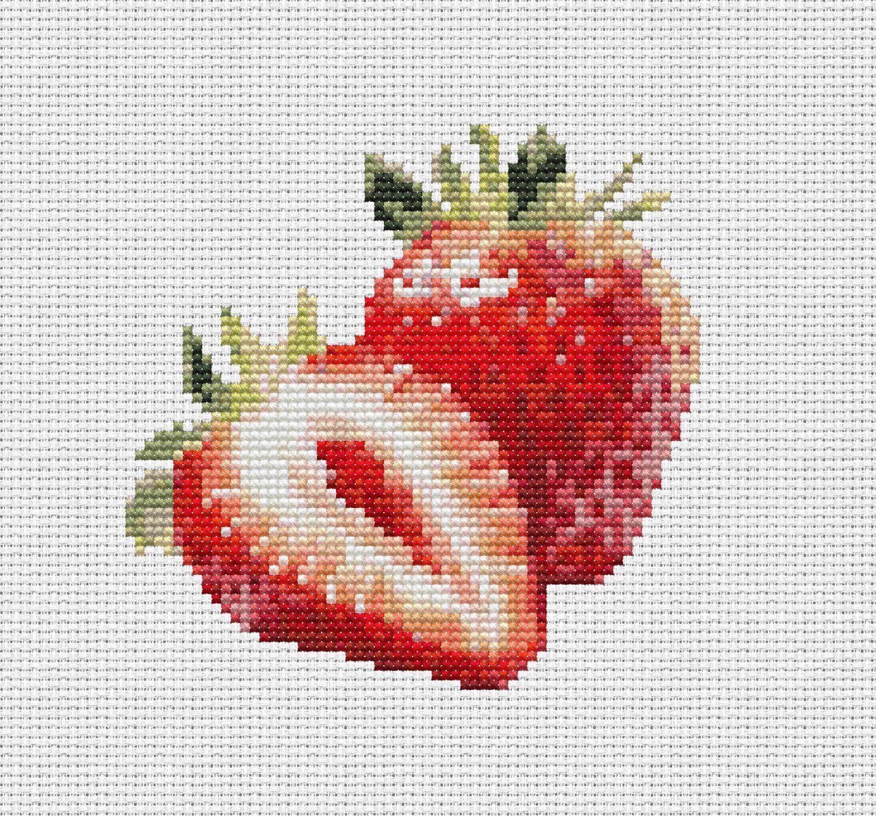 Cross Stitch Pattern Strawberry, Food Cross Stitch Chart, X Stitch ...