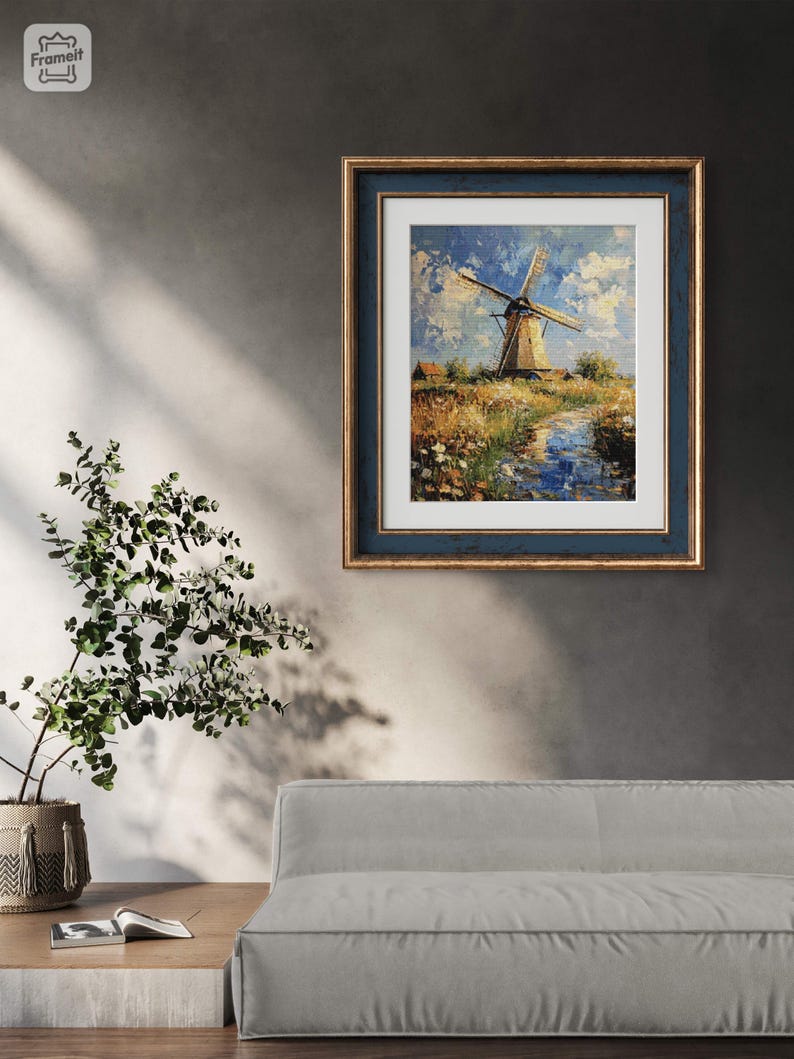 Counted Cross Stitch Pattern Old Mill, Sunny Summer Mill Design ...