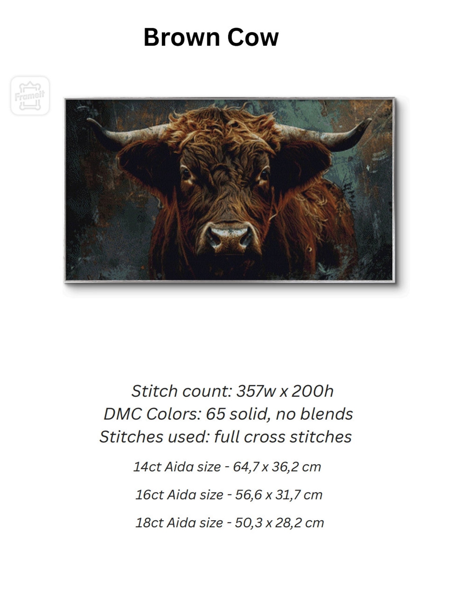 Highland Cow Cross Stitch Pattern, Instant Download, Full Coverage, Cow ...