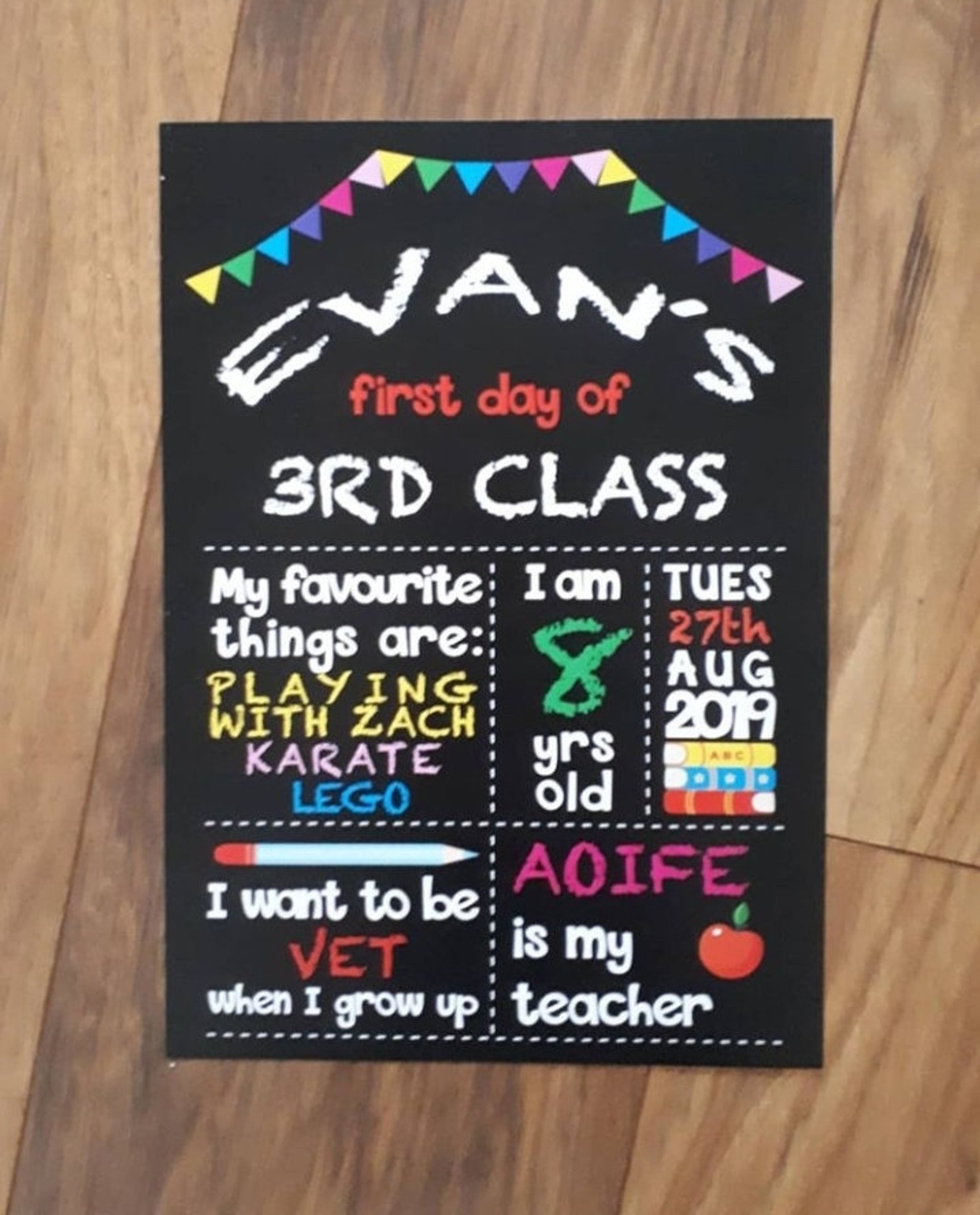 Digital First Day of School Sign, Back to School Poster, First Day of ...
