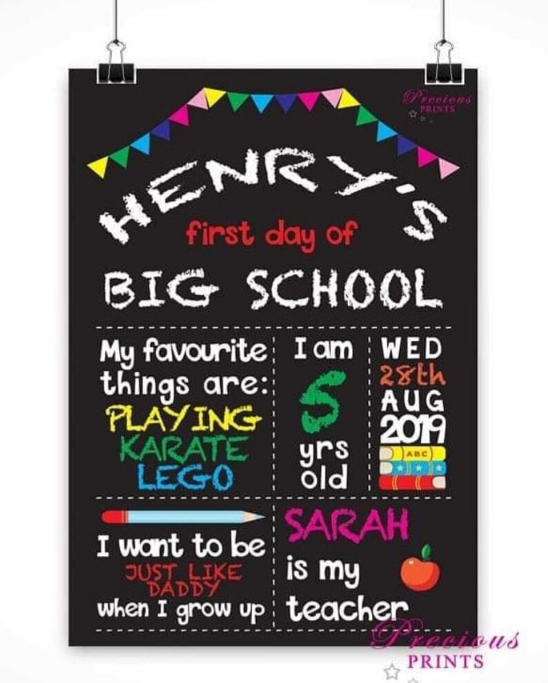 Digital First Day of School Sign, Back to School Poster, First Day of ...