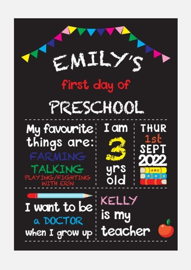 Digital First Day of School Sign, Back to School Poster, First Day of ...