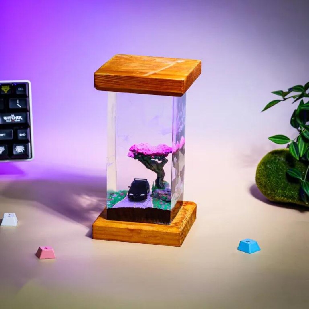 Car Cherry Blossom Tree Epoxy Resin Wood Lamp Night Light Unique Her ...