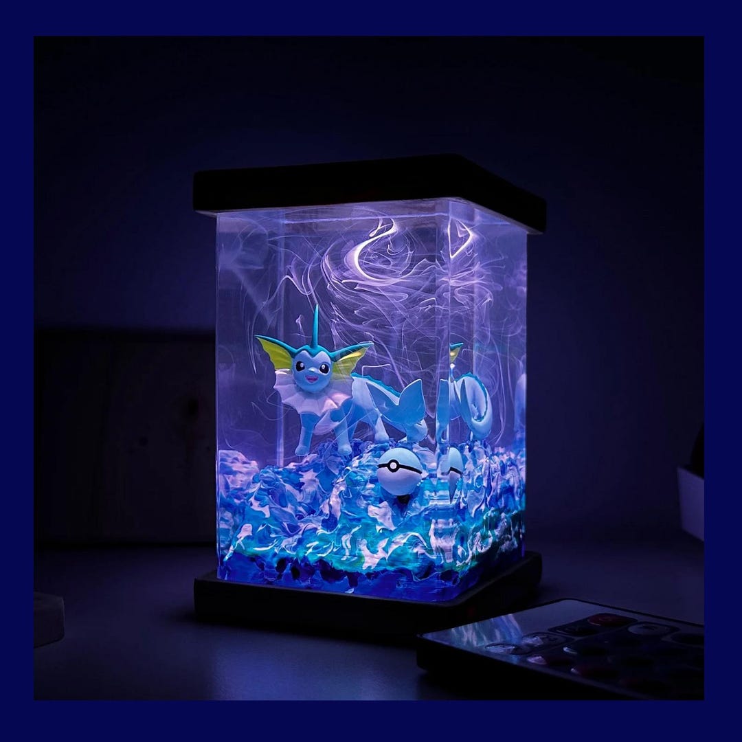 Vap.ore.on Po.ke.mon Epoxy Lamp, POKE.MON WORLD Resin Diorama Lamp ...