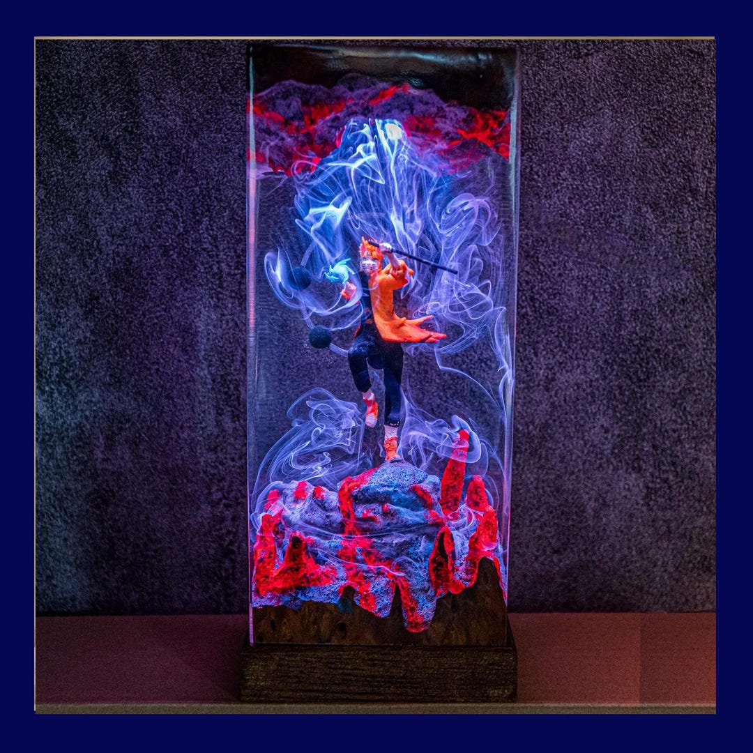 Naruto Sage of Six Paths Rasengan Resin Lamp, Epoxy Night, Wood Art ...