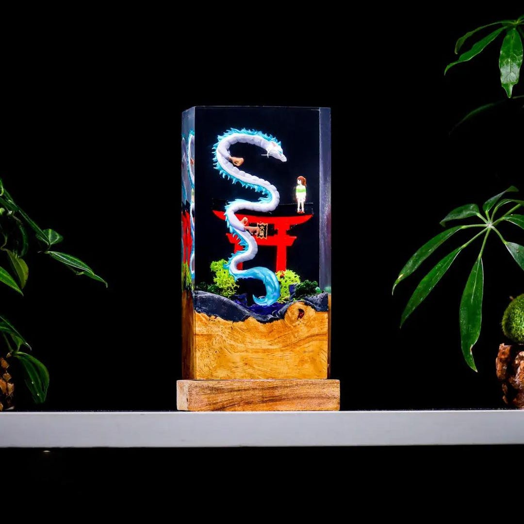 S.pir.it.ed A.way Chi.h.iro and Ha.ku Epoxy Resin Wood Lamp Night Light ...