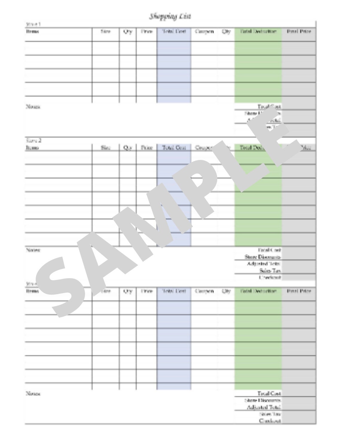 Basic Sale Shopping List With Coupon Tracking - Etsy