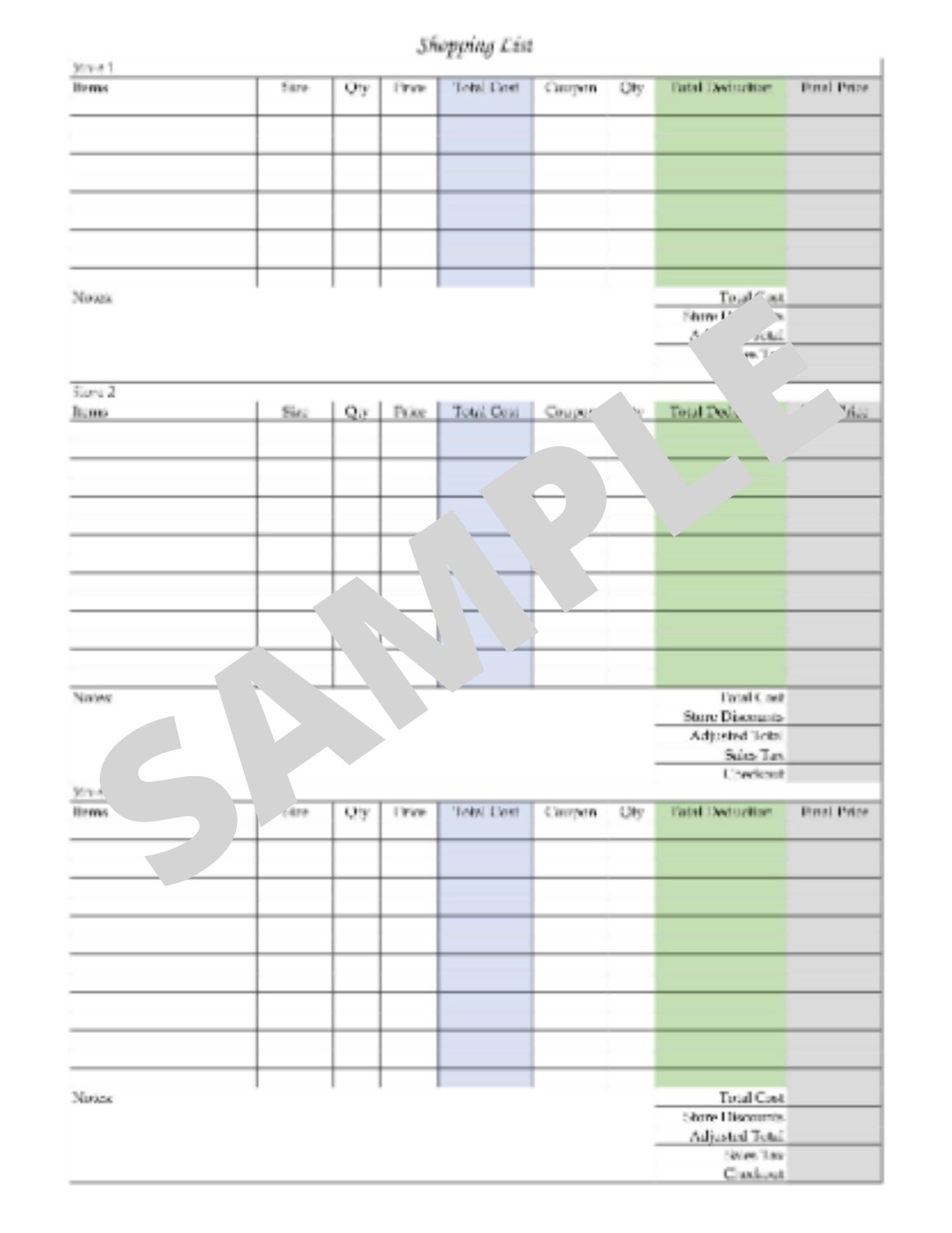 Basic Sale Shopping List With Coupon Tracking - Etsy