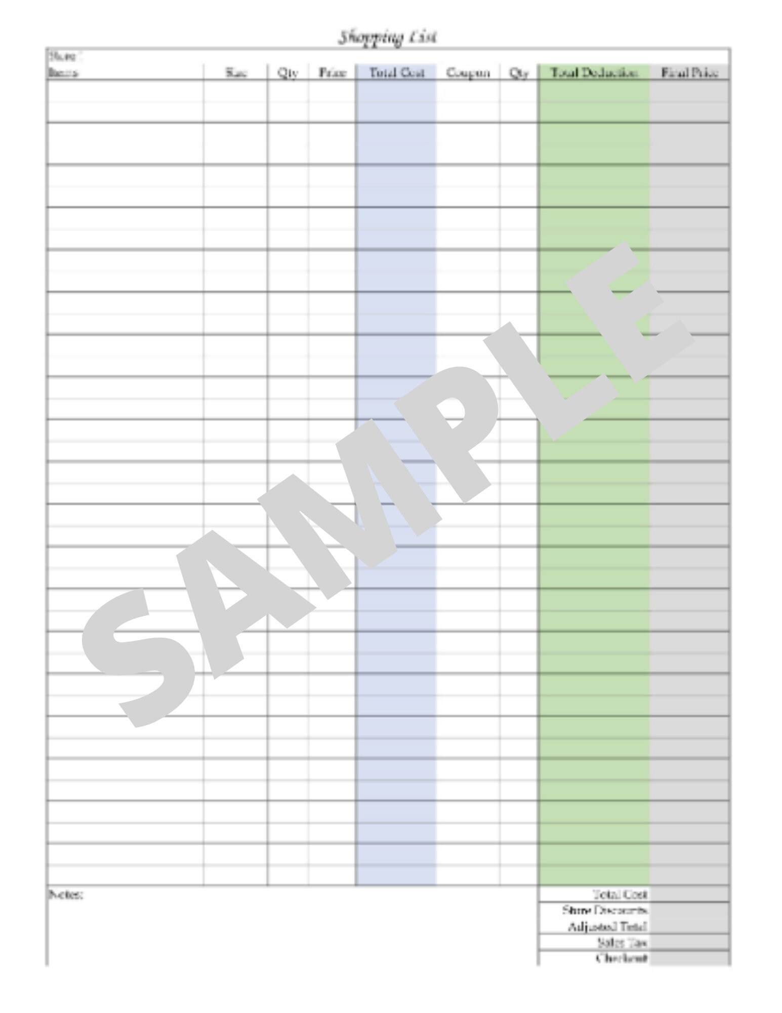 Basic Sale Shopping List With Coupon Tracking - Etsy