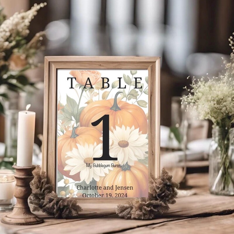 Pumpkin Table Number - Etsy