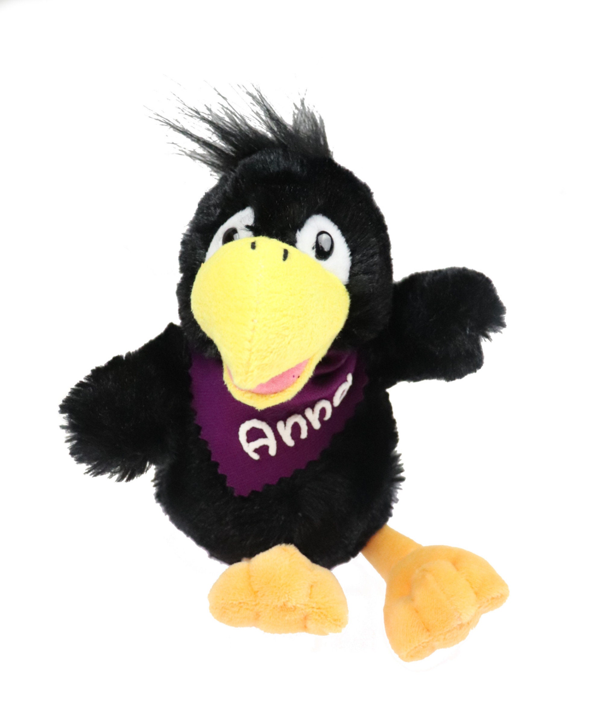 Cuddly toy raven black 21 cm with name on the scarf personalized cuddly ...