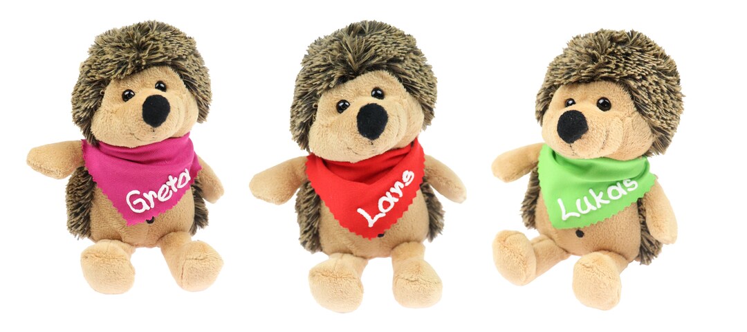 Cuddly Toy Hedgehog Brown 20 Cm With Name on Scarf Personalized Cuddly ...
