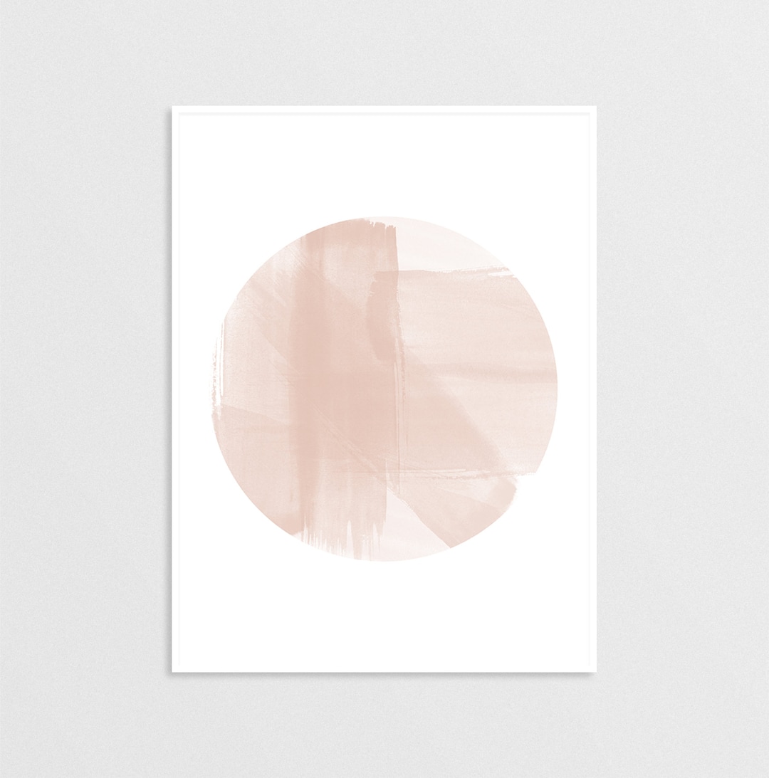 Peach Circle Print, Pastel Pink Geometric Poster, Watercolor Wall Art ...