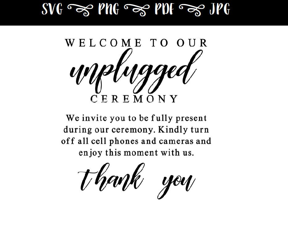 Unplugged Ceremony Sign Unplugged Wedding Sign Unplugged | Etsy