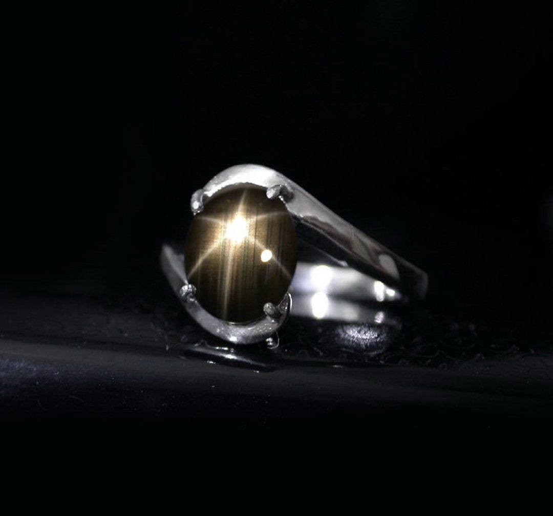 Natural Black Star Sapphire Ring: Sterling Silver, Size 6.5 - Etsy