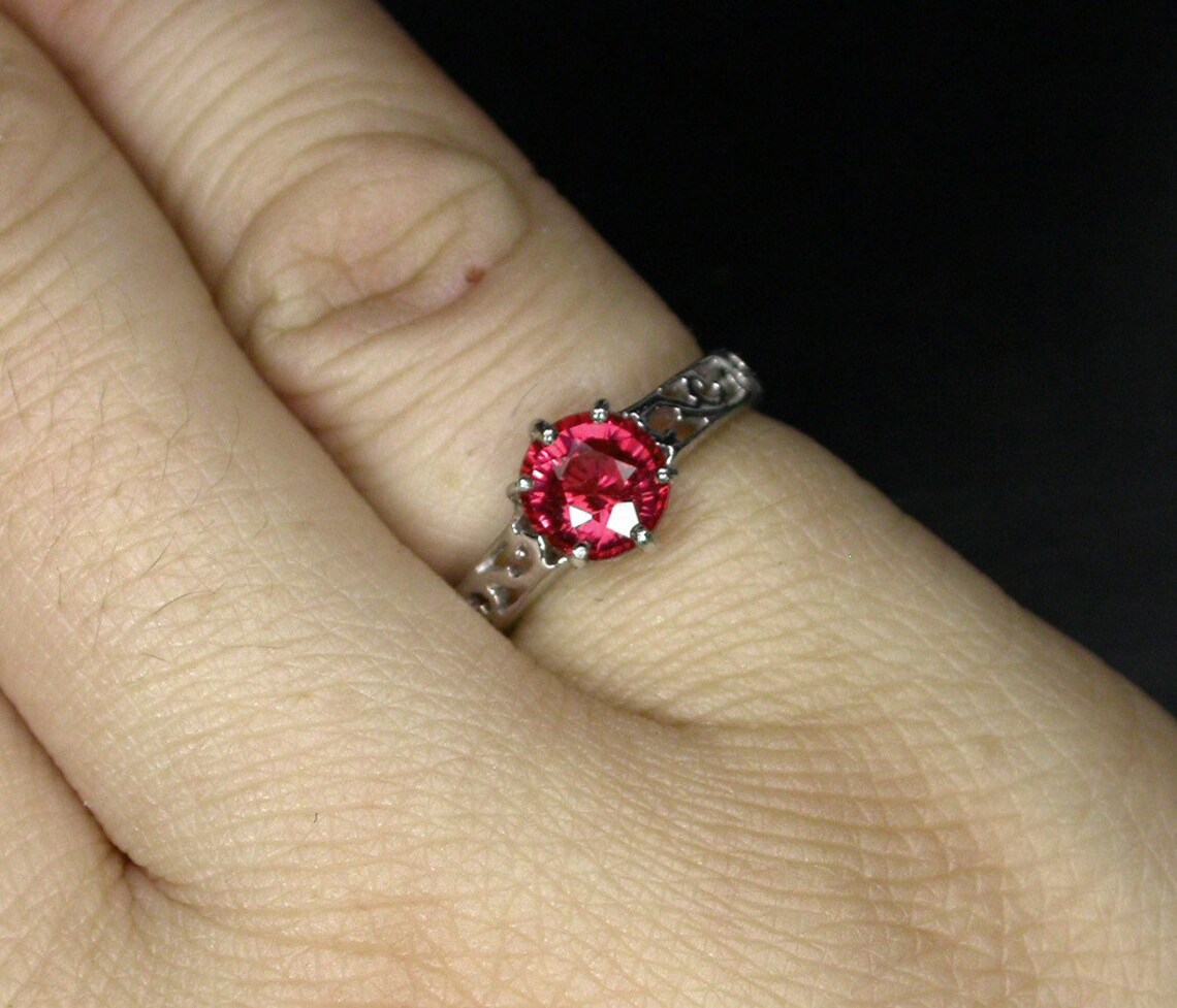 Bague en argent sterling avec rubis rouge - Taille 6,5 US - Etsy France