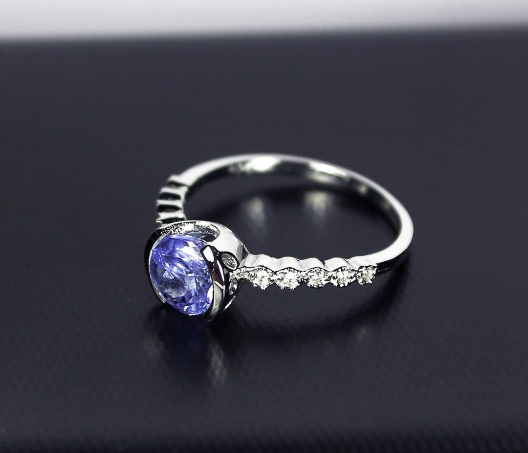 6.8 Mm. Real Tanzanite Ring Silver Sterling or Ring Wedding Size Us 6.5 ...