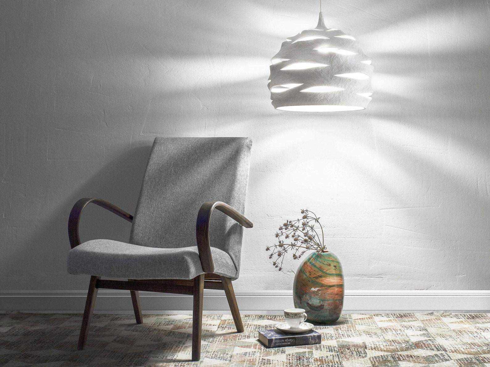 White Paper Pulp Pendant Light: Handmade Modern Sculptural Lighting - Etsy