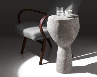 Concrete Side/end Accent Table With Exposed Aggregate Cylinder Stool or ...