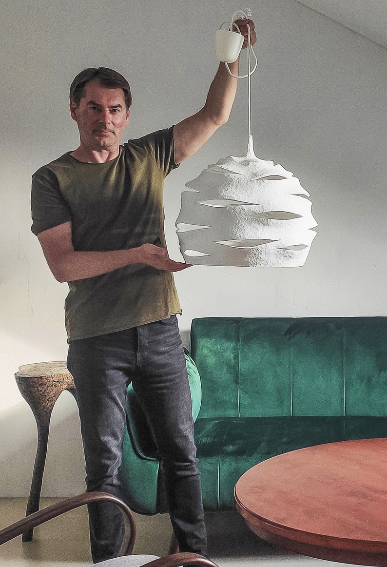 White Paper Pulp Pendant Light: Handmade Modern Sculptural Lighting - Etsy