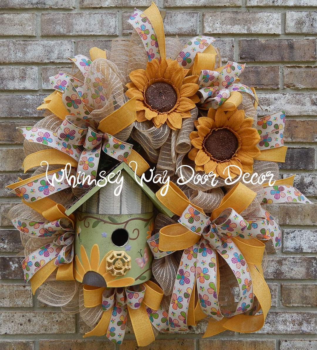 Handmade Wreath, Wreath, Deco Mesh Wreath, Birdhouse Wreath, Front Door ...