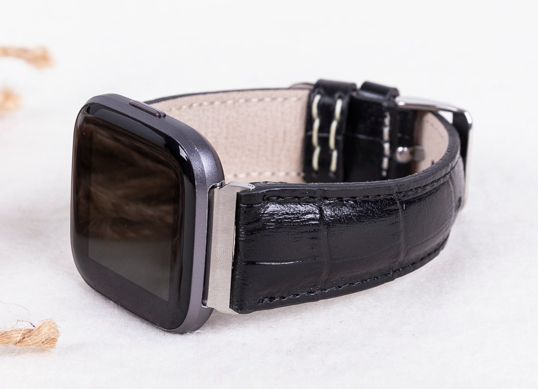 Full Grain Leather Black Croco Pattern Apple Watch Strap for Series 1 ...