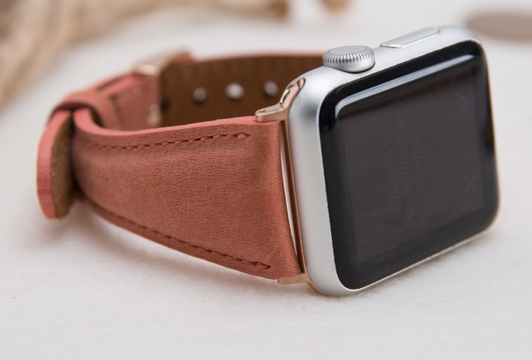 Full Grain Leather Orange Slim Band for Apple Watch 1-11 & Ultra 1-3 ...