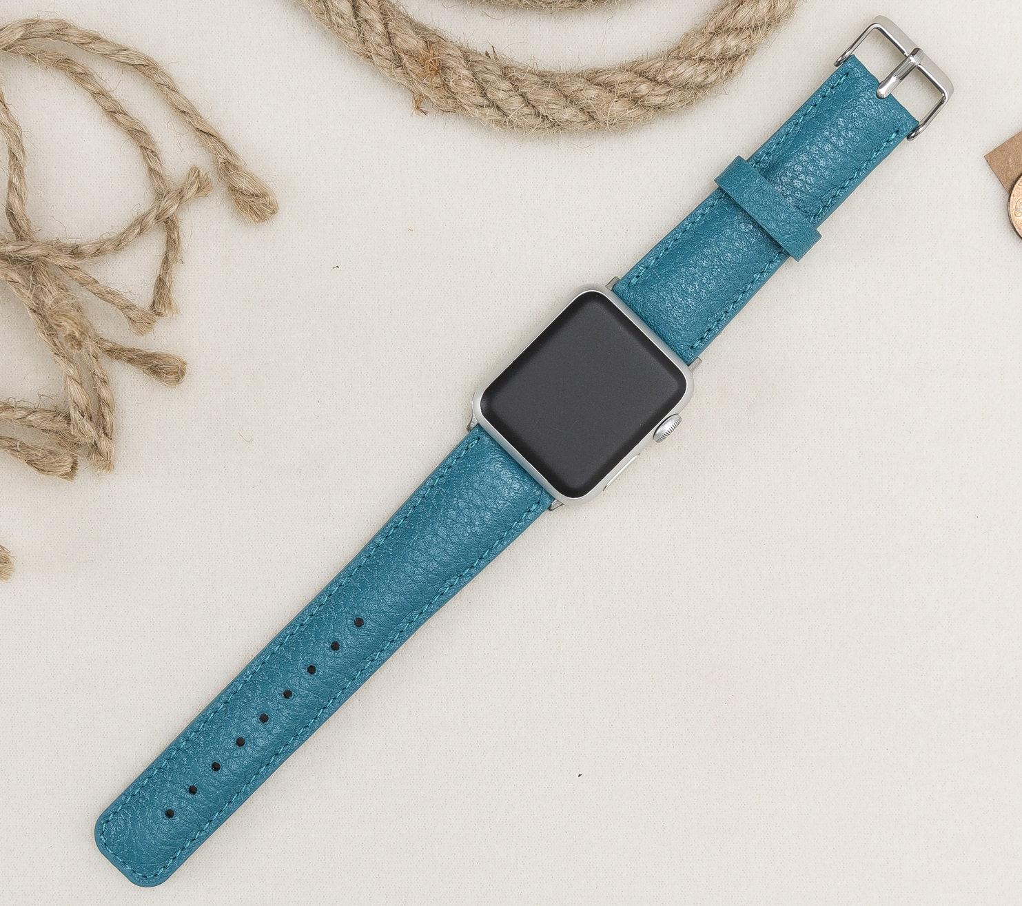 Turquoise Blue Apple Watch Strap Leather Band 38mm 42mm 40mm | Etsy