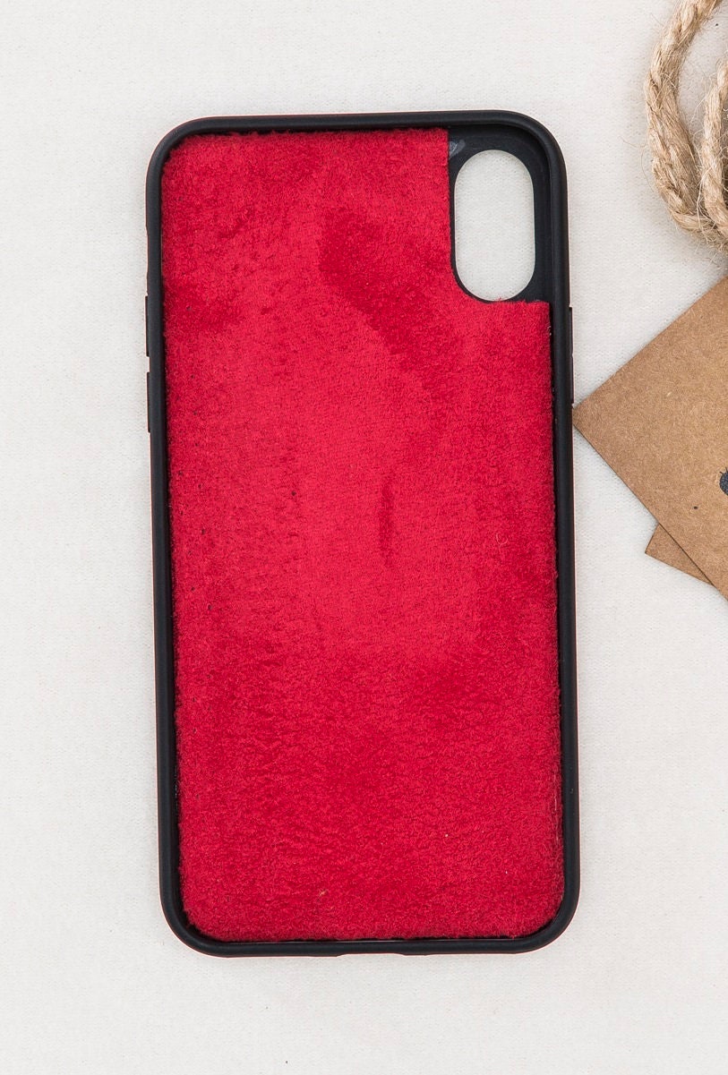 Red Full Grain Leather Magnetic Wallet Case for Iphone XS Max | Etsy
