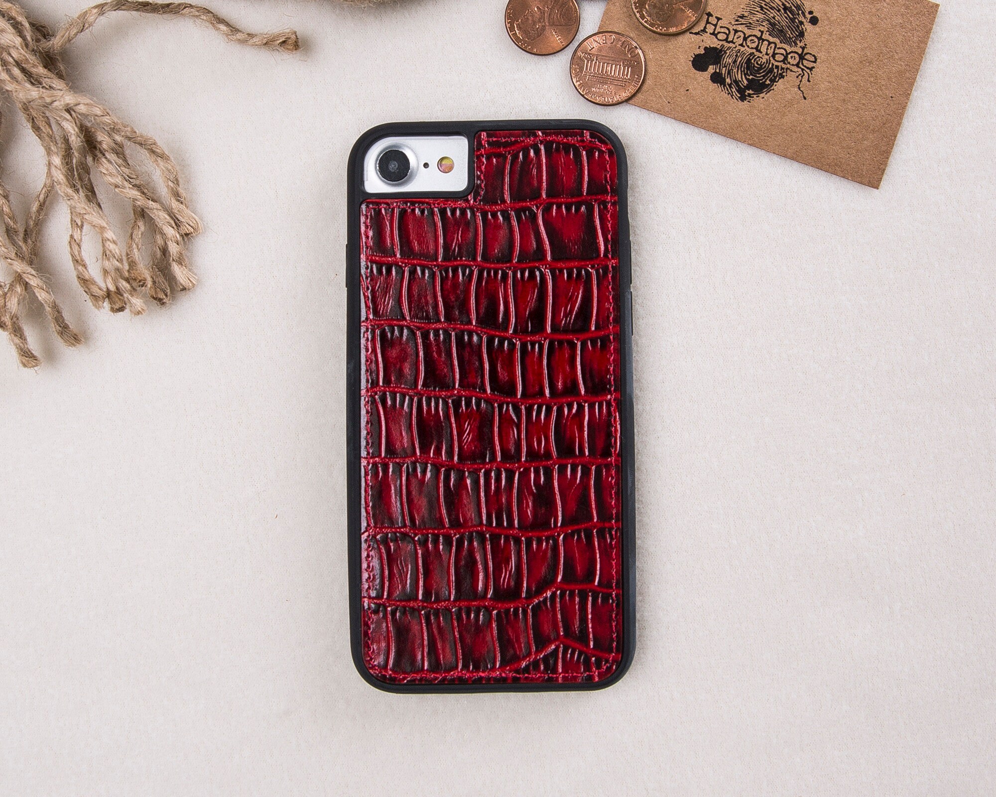 Iphone 7 / 8 Red Croco Patern Detachable Wallet Case Genuine - Etsy UK