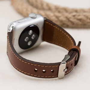 Brown Leather Slim Apple Watch Strap, Slim Band 38mm 42mm 40mm 44 Mm ...