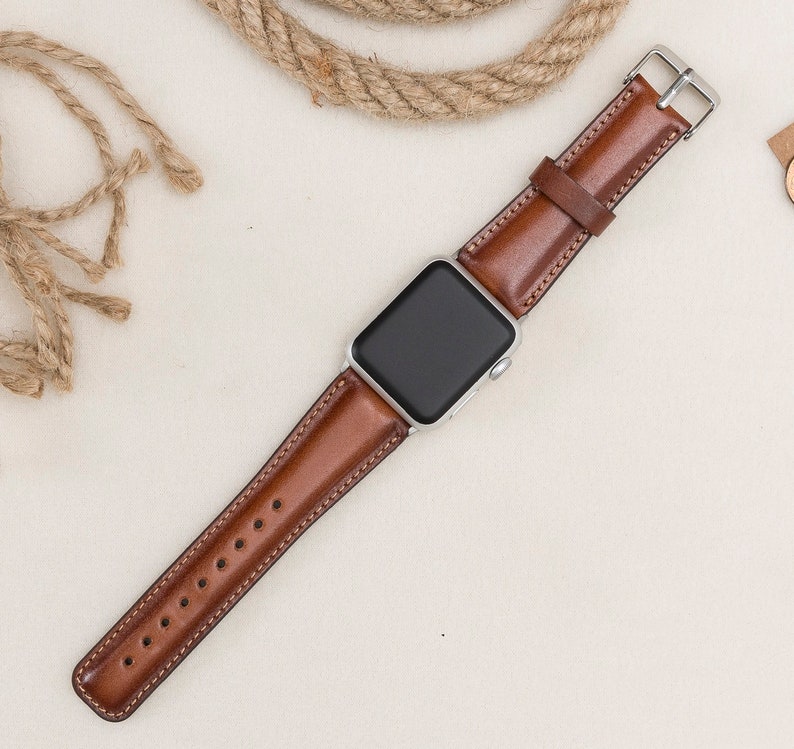 Brown Color Leather Apple Watch Band 45mm 41mm 44mm 49mm - Etsy