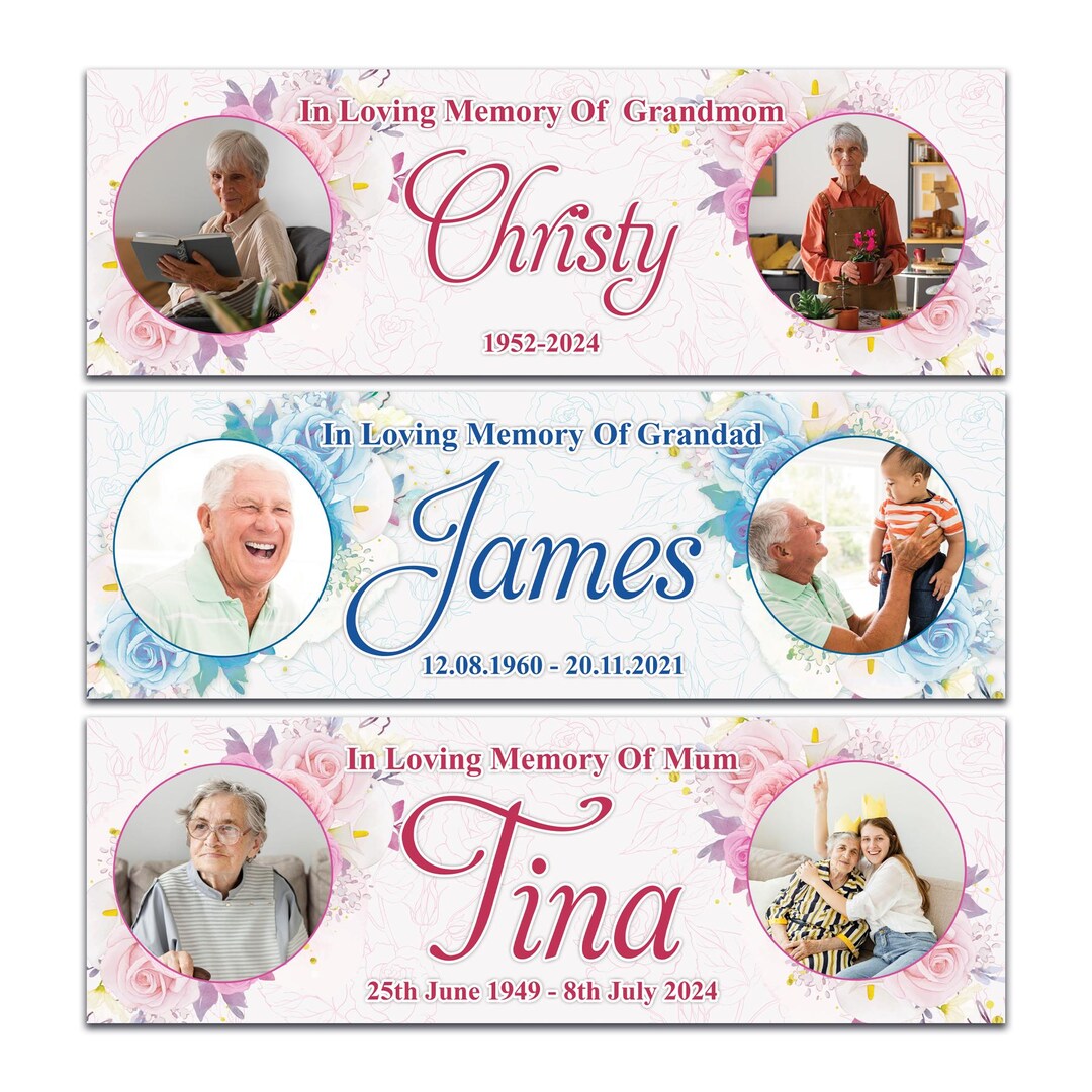 2 Personalised Heavenly Banner Photo Funeral Memorial Ceremony Poster ...