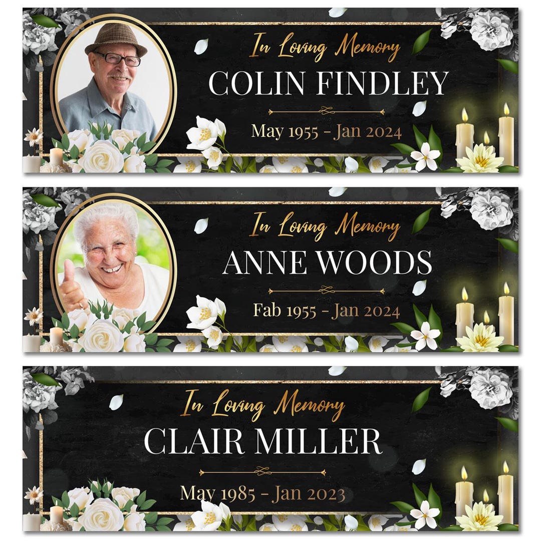 Personalised Funeral Banner Photo Funeral Sign in Loving Memory ...