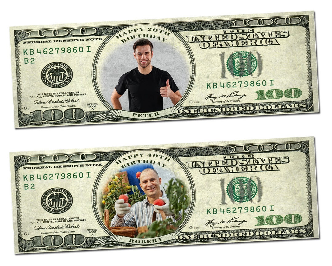 2 Birthday Banner Personalised Dollars Money Notes Fun Photo Adults ...