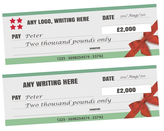 2 Cheque Banner for Presentation Charity Fundraising Wedding | Etsy