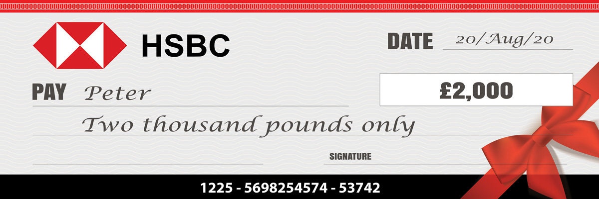 2 Cheque Banner for Presentation Charity Fundraising Wedding | Etsy