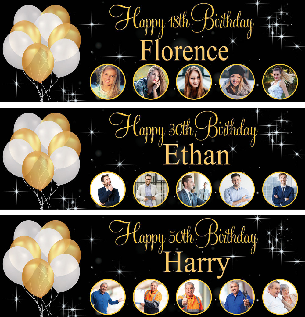 2 Personalised Birthday Banners Photo Adults Children Party - Etsy UK