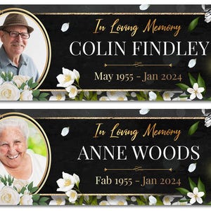 Personalised Funeral Banner Photo Funeral Sign in Loving Memory ...
