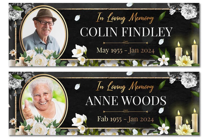 Personalised Funeral Banner Photo Funeral Sign in Loving Memory ...