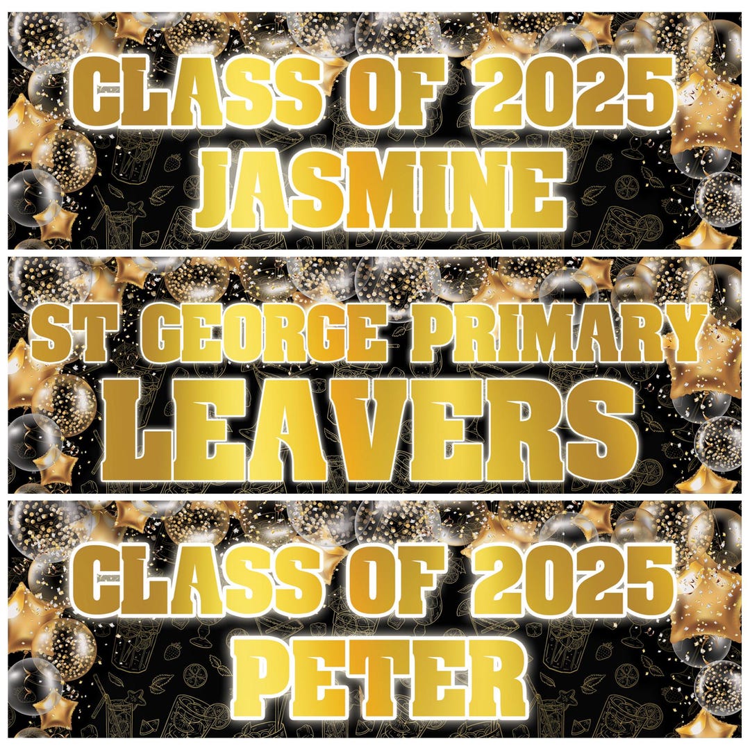 2 Personalised School Leavers Banner Kids Boy Girl Class 2025 ...