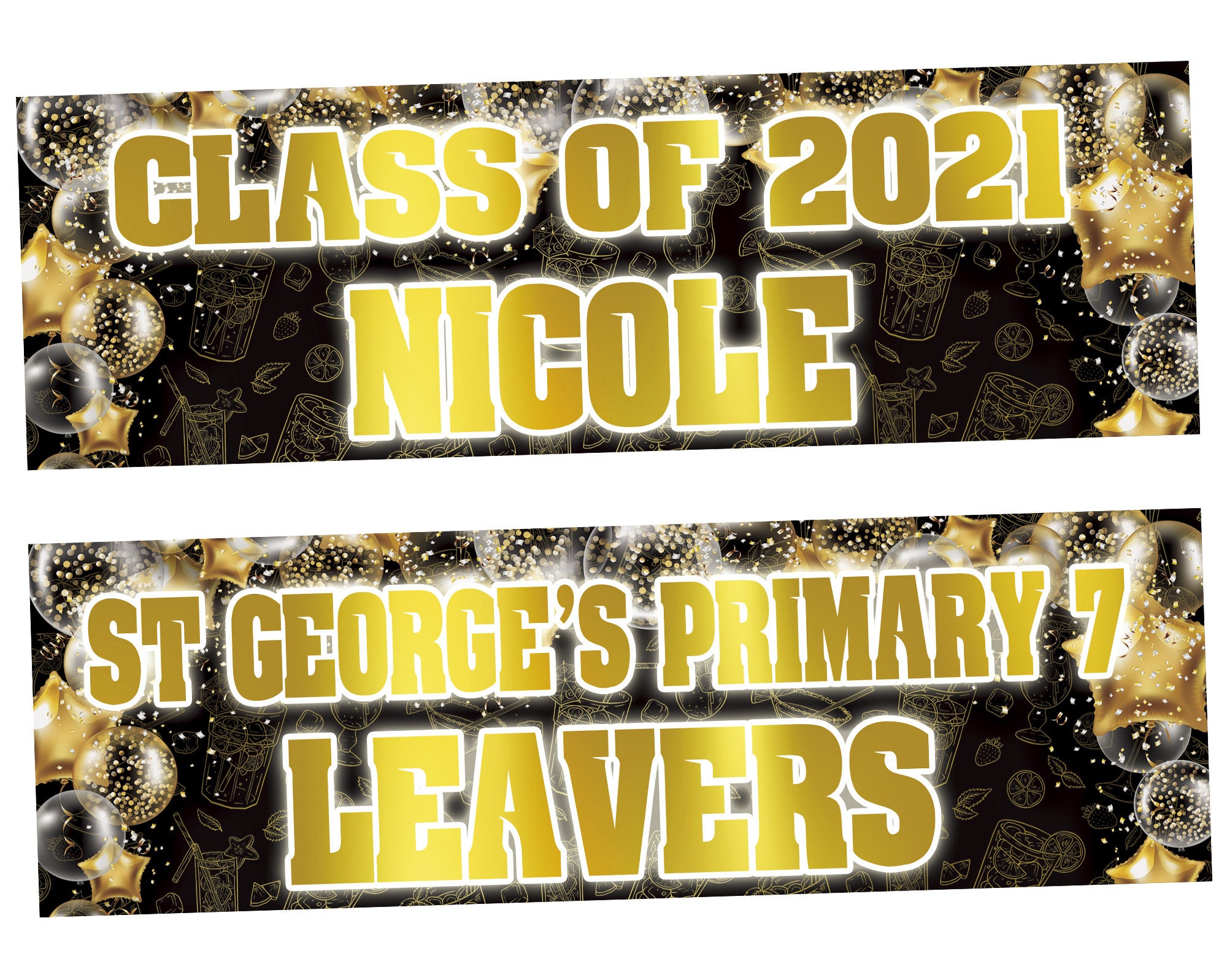 2 personalised school leavers banner Kids Boy Girl Class 2021 | Etsy