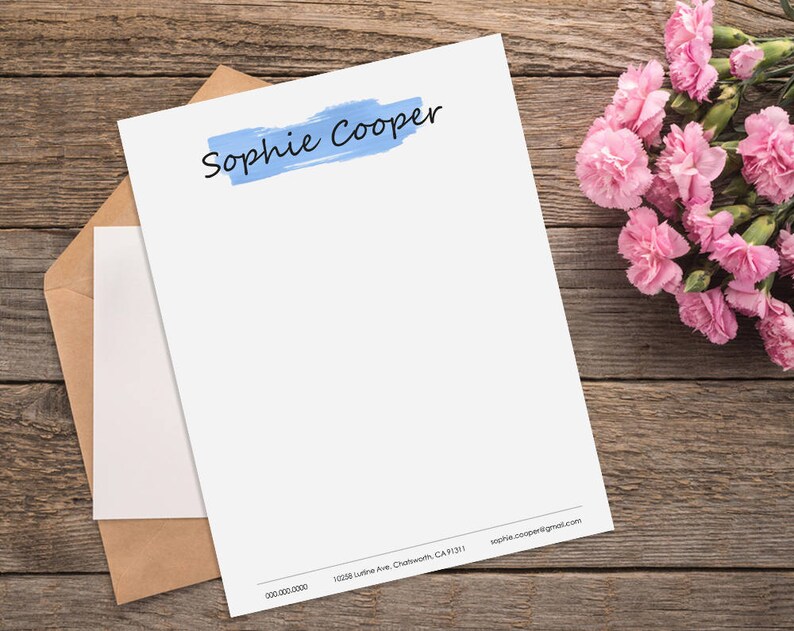 Letterhead Template for Word, Personalized Blue Business Letterhead ...